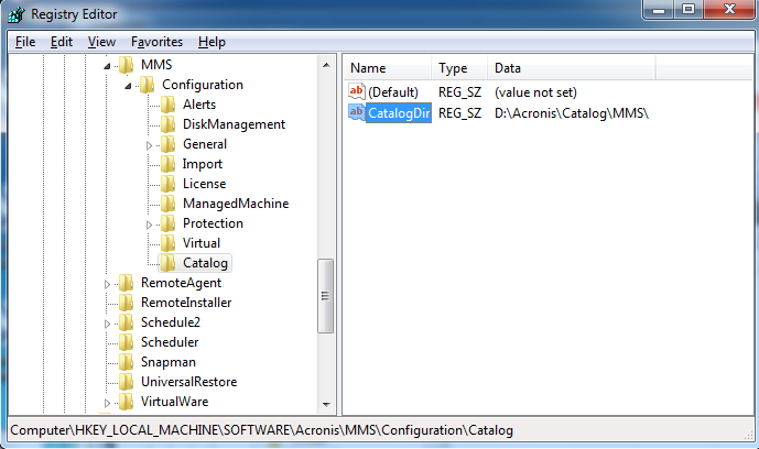 Changing Default Catalog Database Location for Acronis Backup and ...